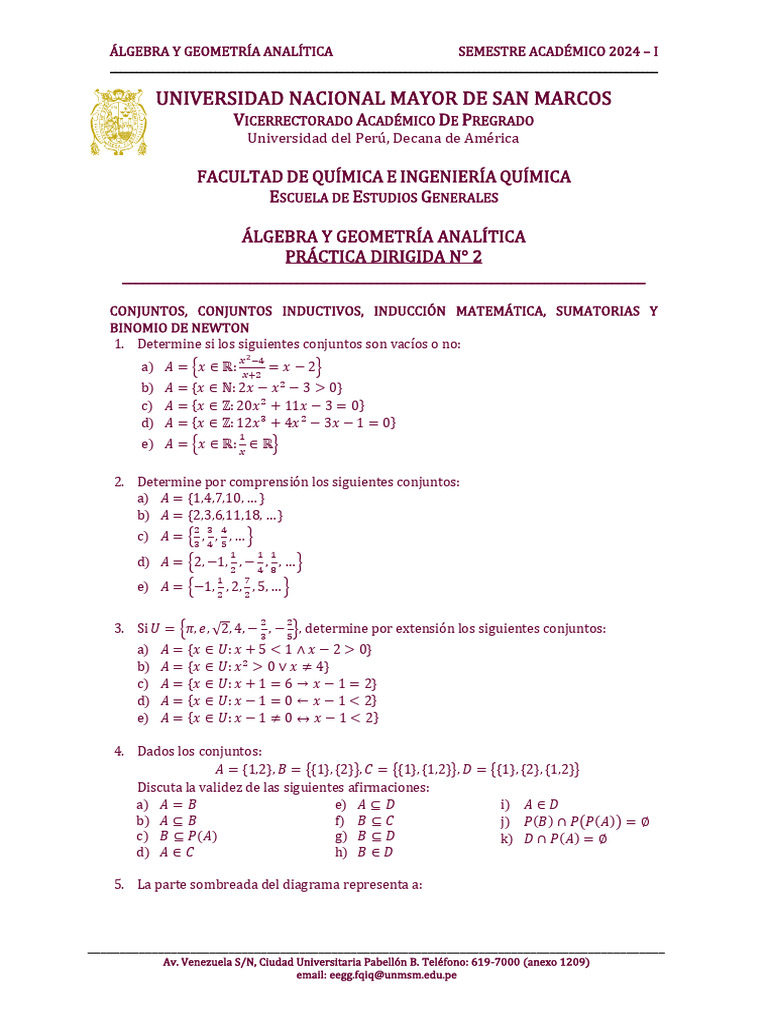 Práctica Dirigida 2. Inducción Matemática | PDF | Matemáticas | Teoría de los números