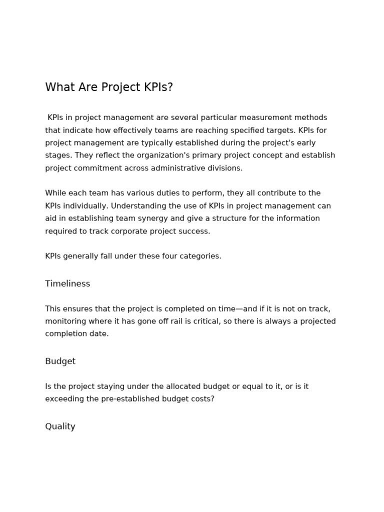 What Are Project KPIs | PDF | Performance Indicator | Project Management