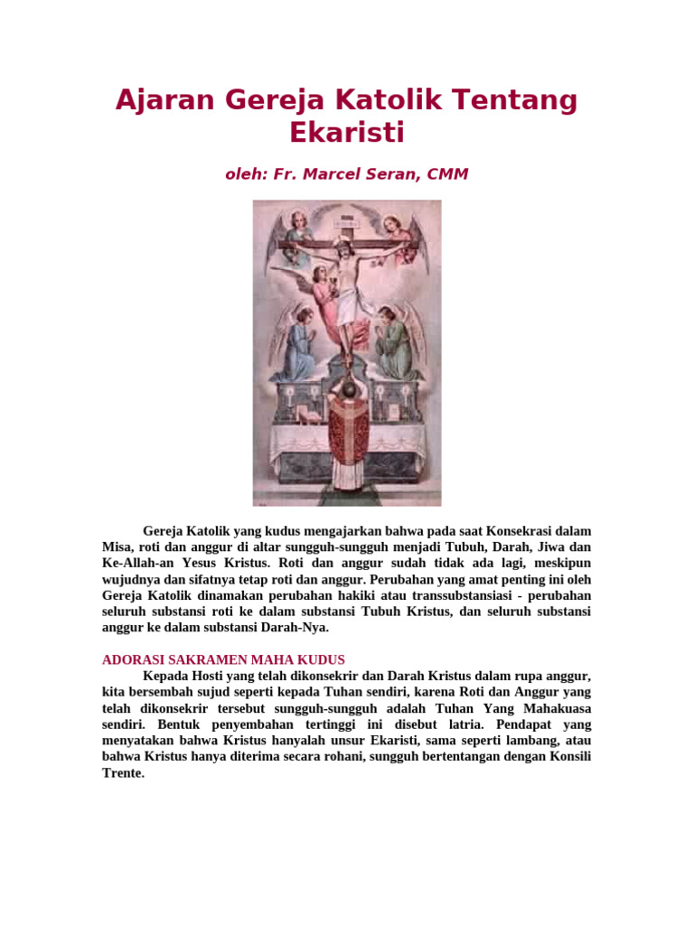 Ajaran Gereja Katolik Tentang Ekaristi | PDF | Agama & Spiritualitas