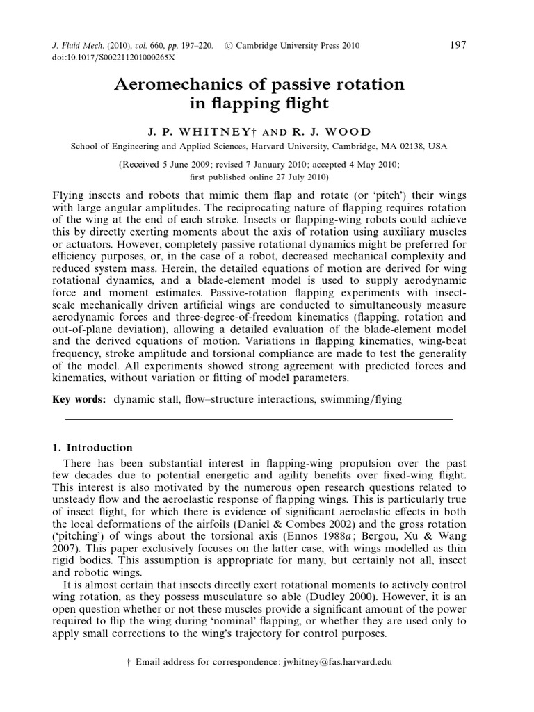 Passive Rotation in Flapping Flight Dynamics | PDF | Force | Kinematics