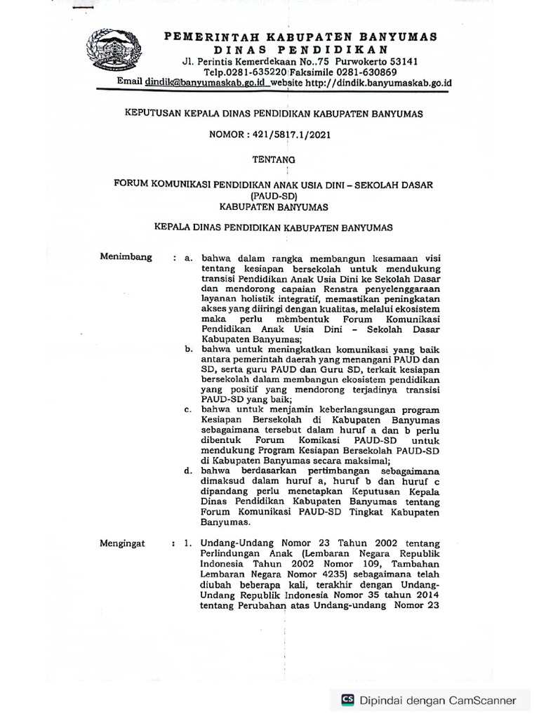 SK Forkom PAUD-SD | PDF