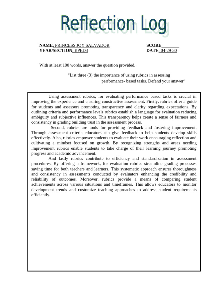 Reflection Log 2 | PDF