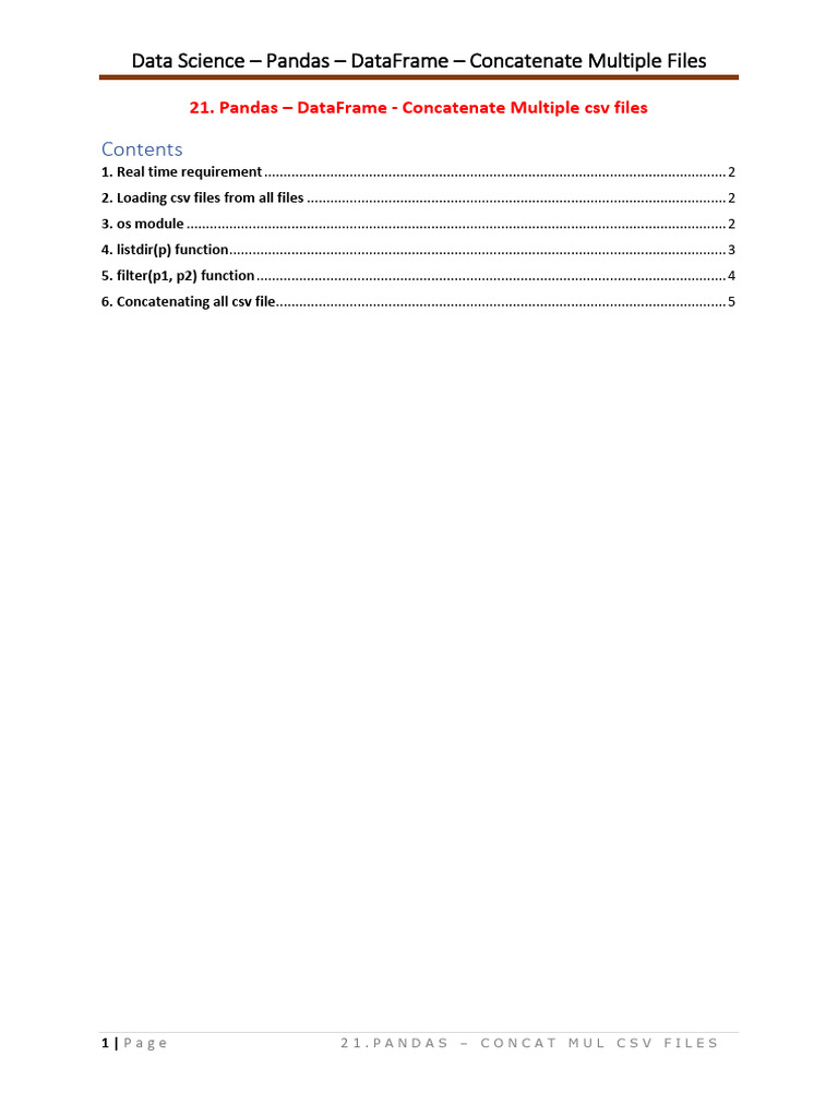 Pandas - Dataframe - Concatenating Multiple CSV Files | PDF | Comma Separated Values | Computer ...