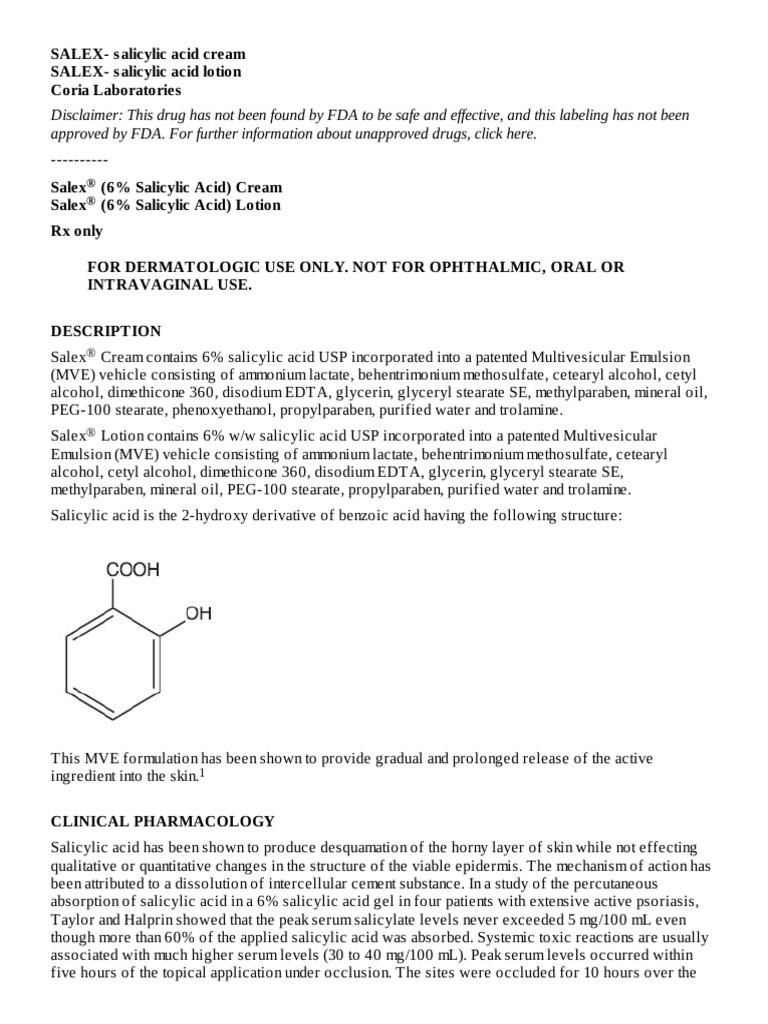 Salicylic Acid Prescribing Information | PDF | Topical Medication | Aspirin