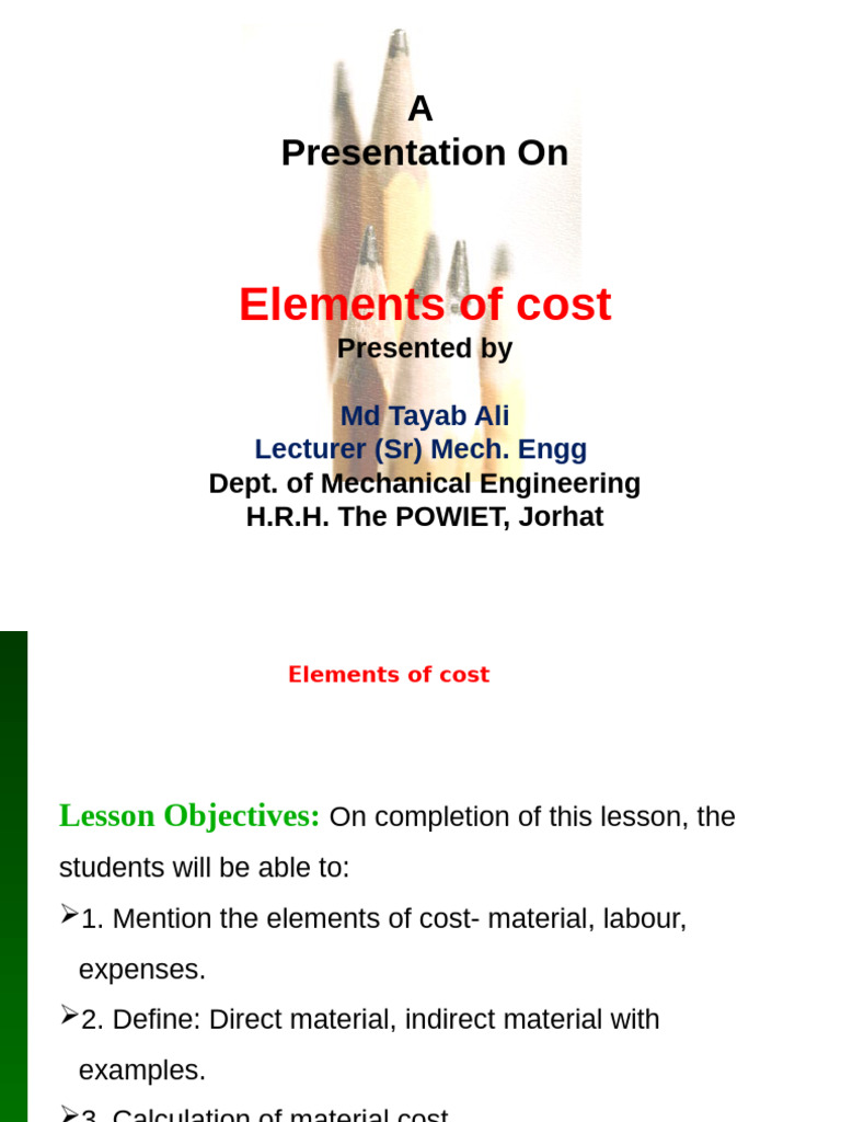Elements of cost | PDF | Expense | Cost