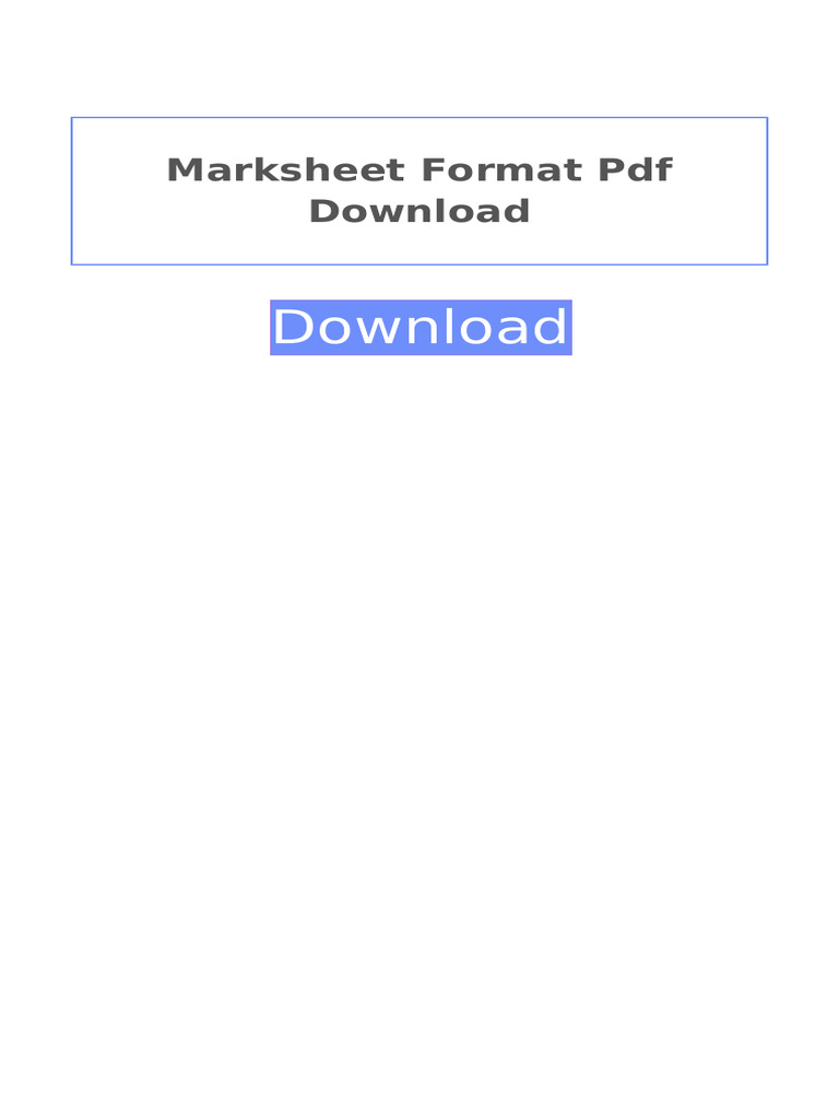 ? Marksheet Format PDF (NEW) Download | PDF