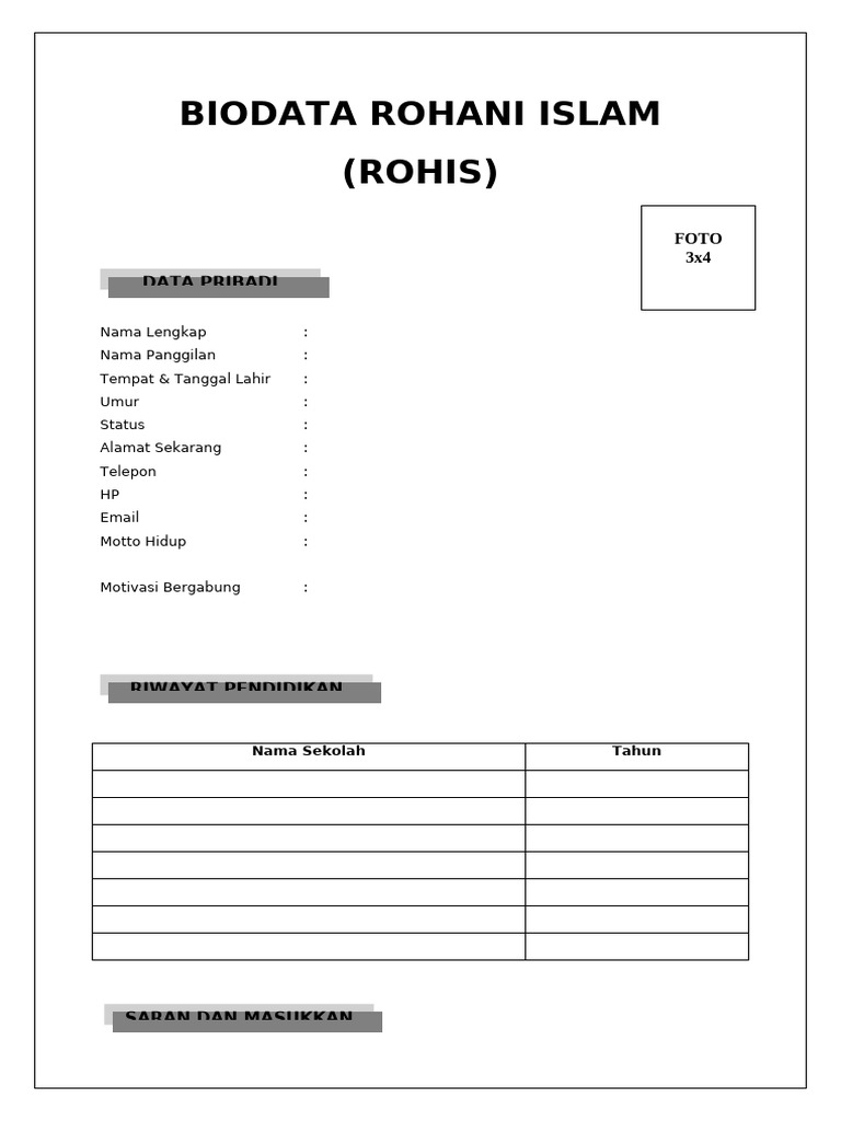 Biodata Formasi | PDF