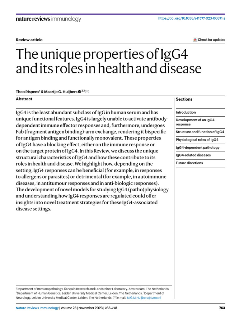 Importancia IgG4- Rev nature | PDF | Immunoglobulin G | Antibody