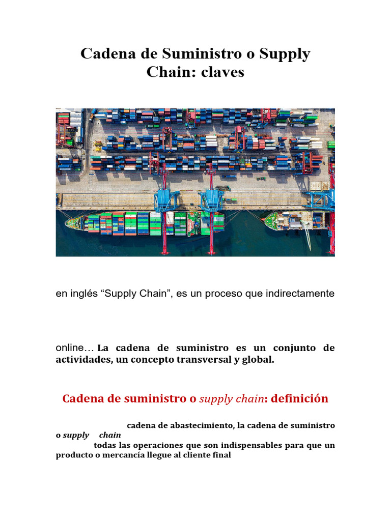 Cadena de Suministro o Supply Chain - Claves | PDF | Cadena de ...