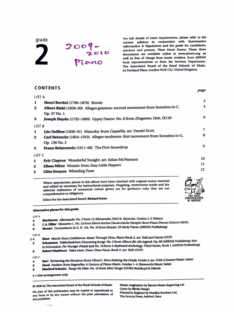 2009-2010 Piano Grade 2 | PDF | Musical Forms | Elements Of Music