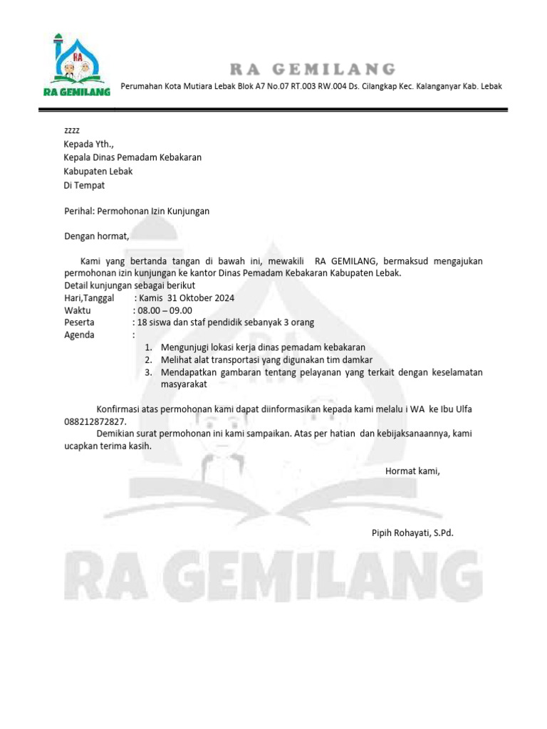 Permohonan Izin Kunjungan Ke Damkar - 2 | PDF | Hukum