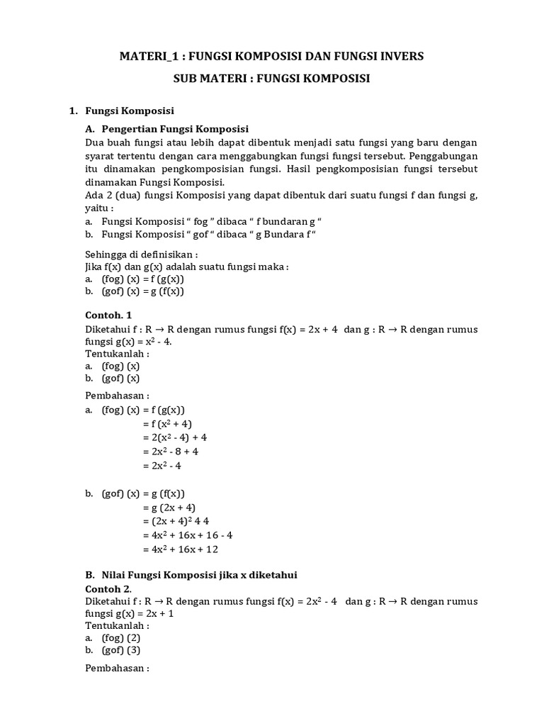 Komposisi Fungsi Dan Fungsi Invers - 1 | PDF | Metode & Bahan Ajar
