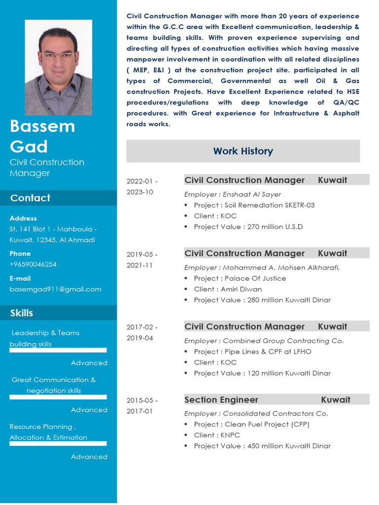 CV Oct 2023 FINAL | PDF | Kuwait | Project Management