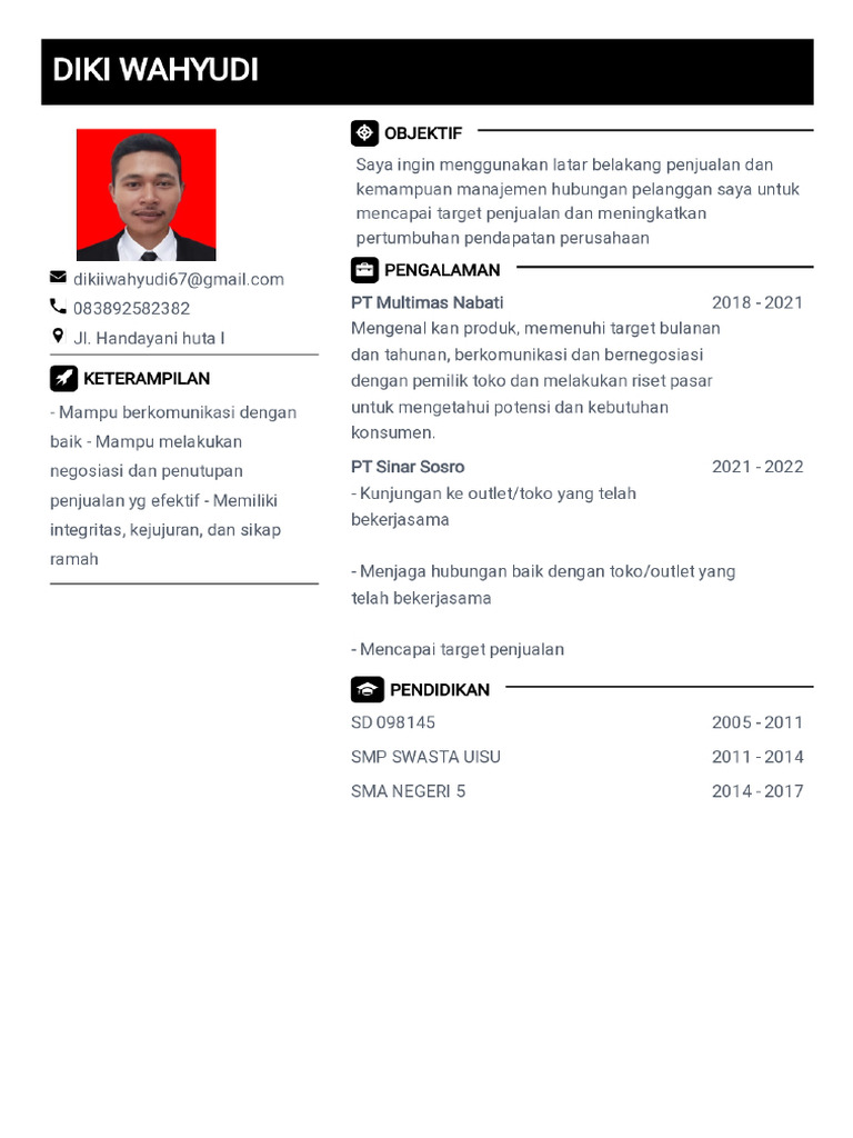 CV Diki Wahyudi | PDF
