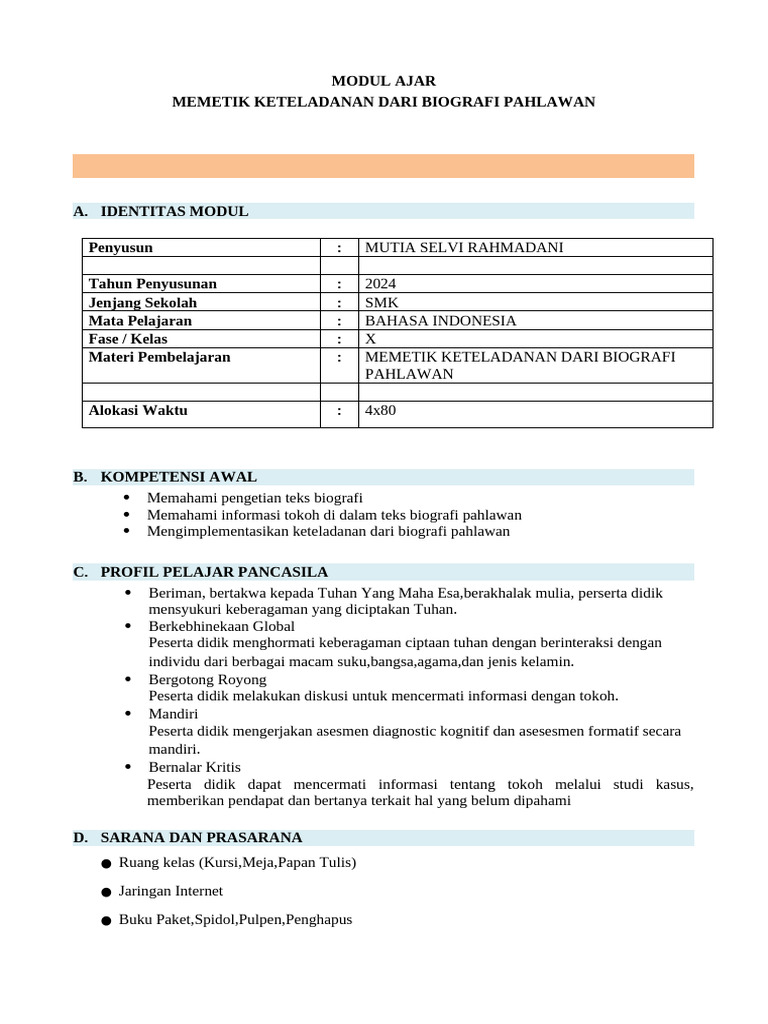 Modul Ajar Mutia Selvi | PDF