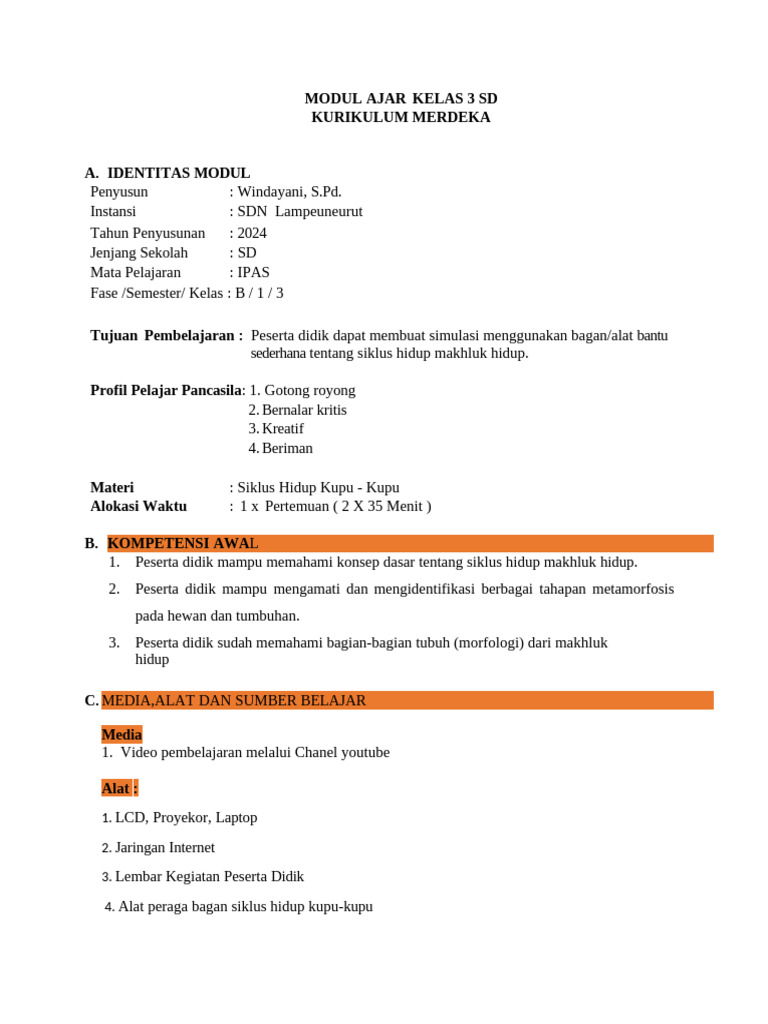 Modul Ajar Kurikulum Merdeka Winda | PDF