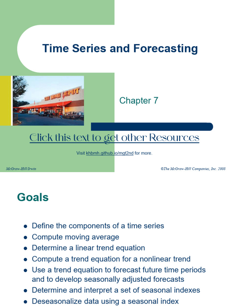 Ch 7 Time Series And Forecasting Pdf Linear Regression Time Series