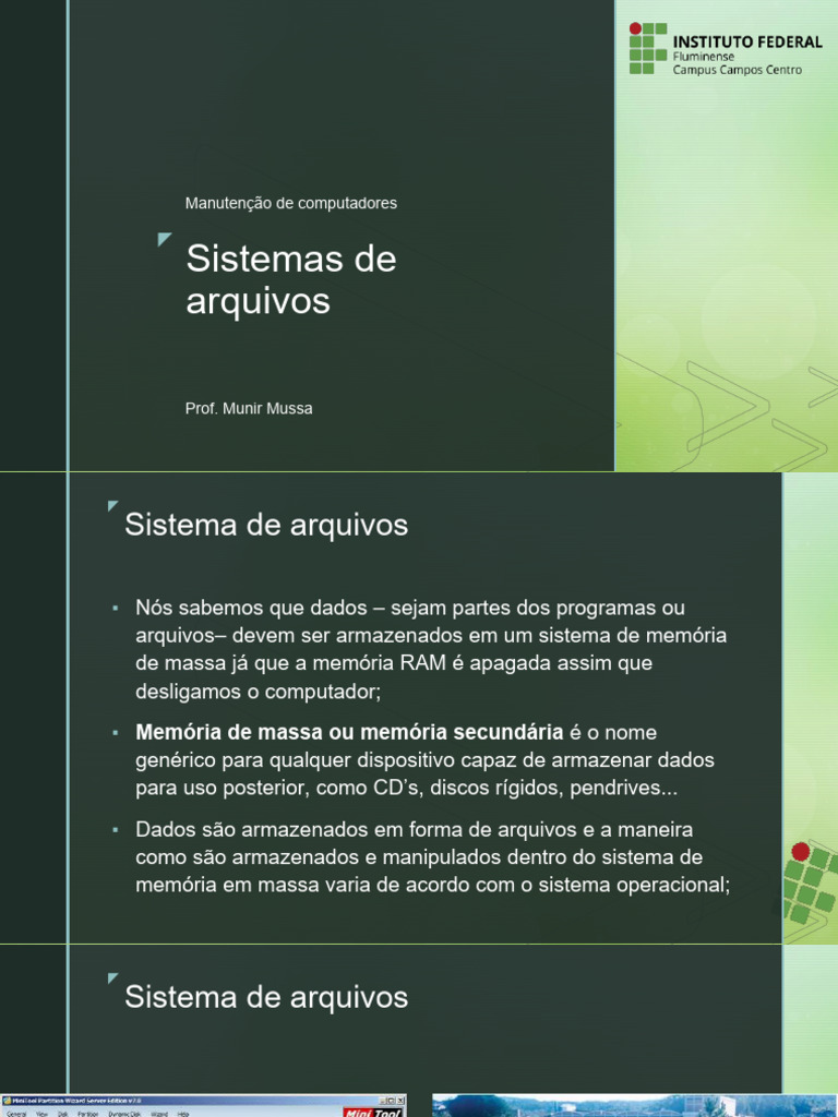 Aula 07 - Sistemas de Arquivos | PDF | Inicialização (informática ...