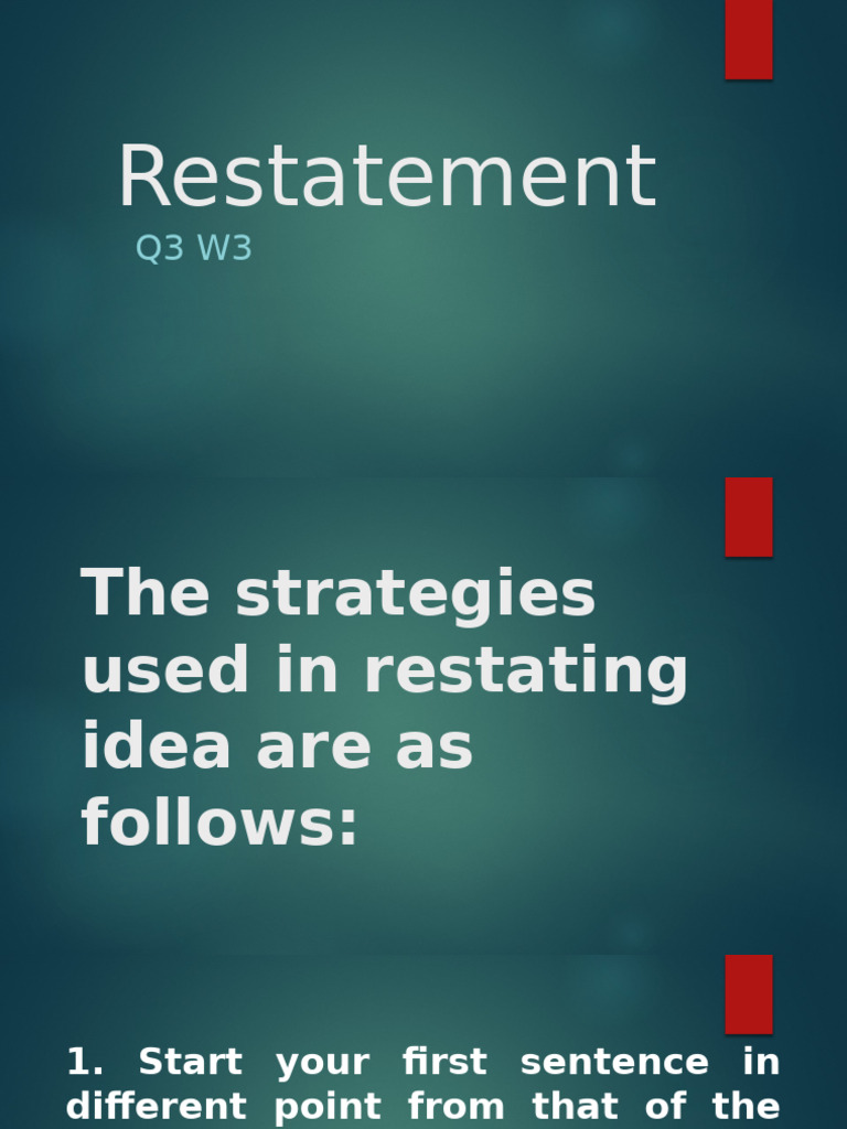 Restatement | PDF
