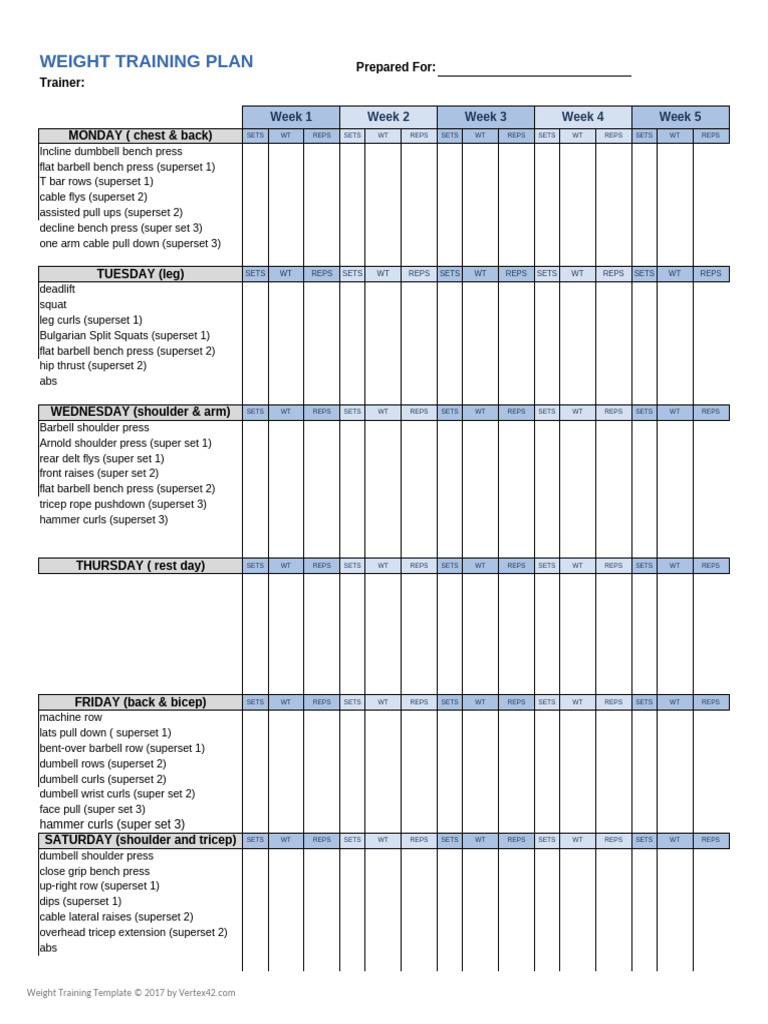 Weight Training Plan | PDF | Strength Training | Weight Training