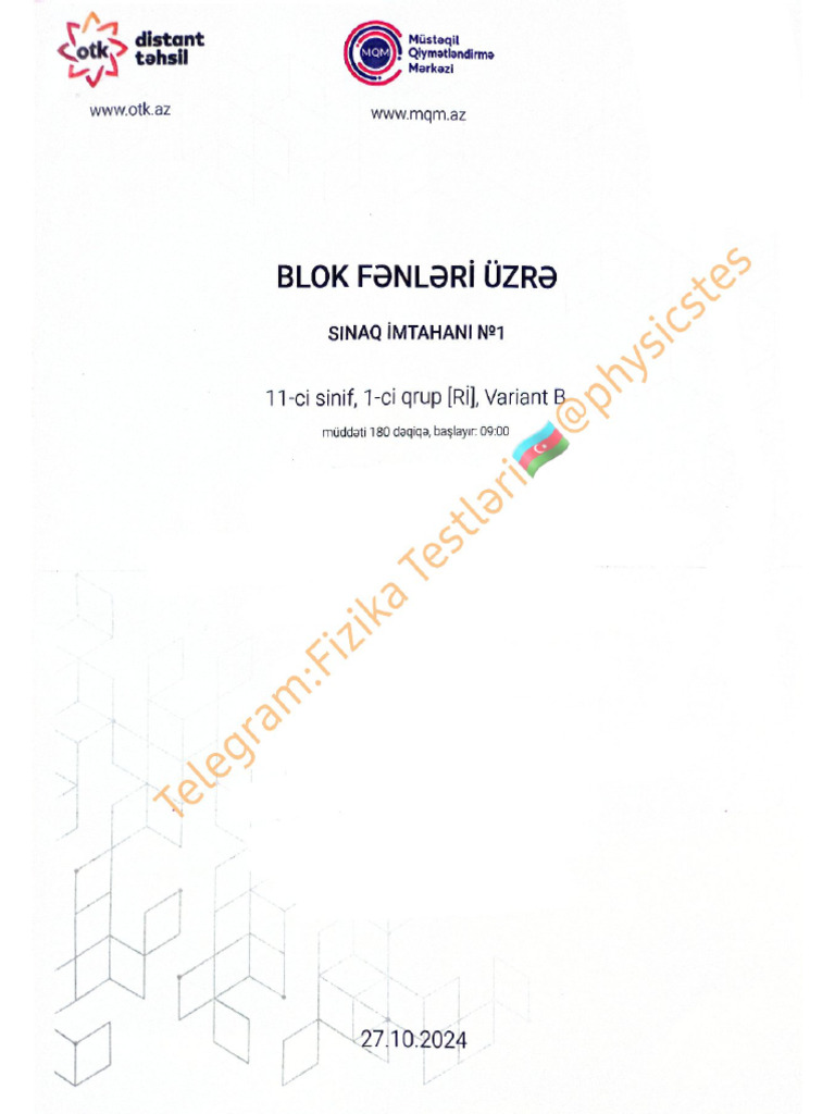 11ci Sinif Kainat Otk Rİ 1 Qrup 27.10.24 | PDF