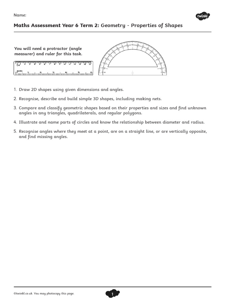 Year 6 Geometry Assessment Guide | PDF | Shape | Rectangle