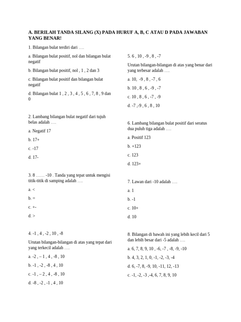 SOAL UTS MATEMATIKA KELAS 4 SEMESTER GENAP | PDF