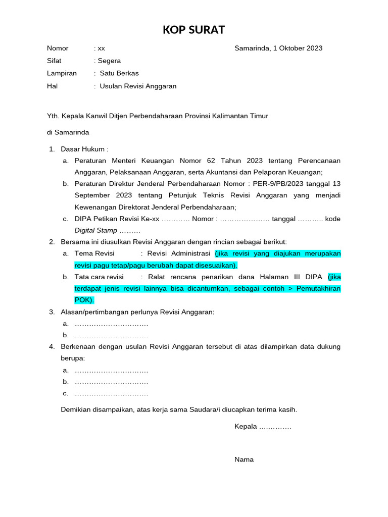 Usulan Revisi Anggaran DIPA 2025 | PDF