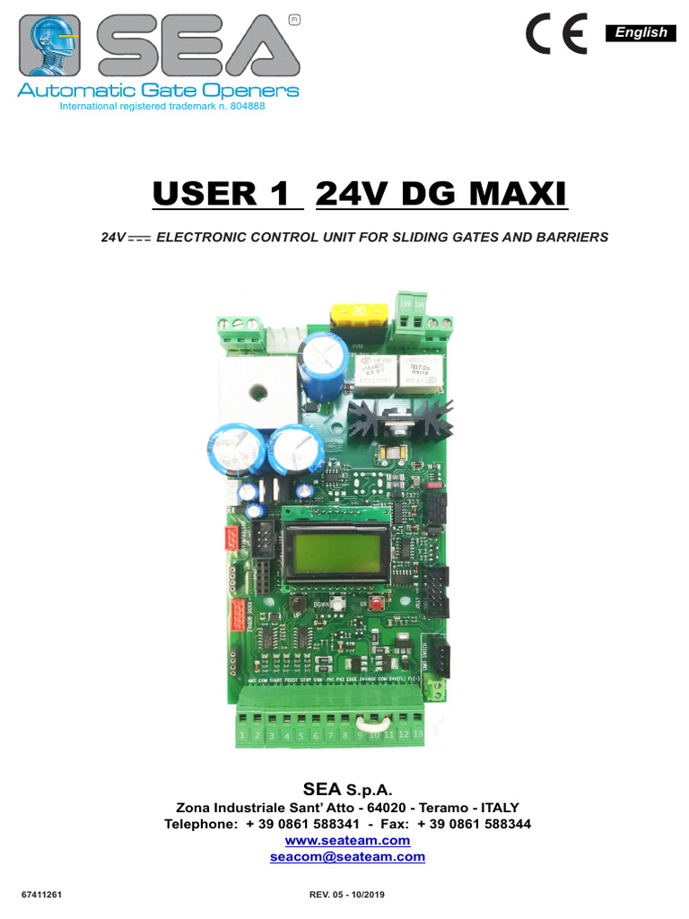 USER 1 24V DG MAXI - Rev. 05 - Firmware 03.01 ENG | PDF | Switch | Relay