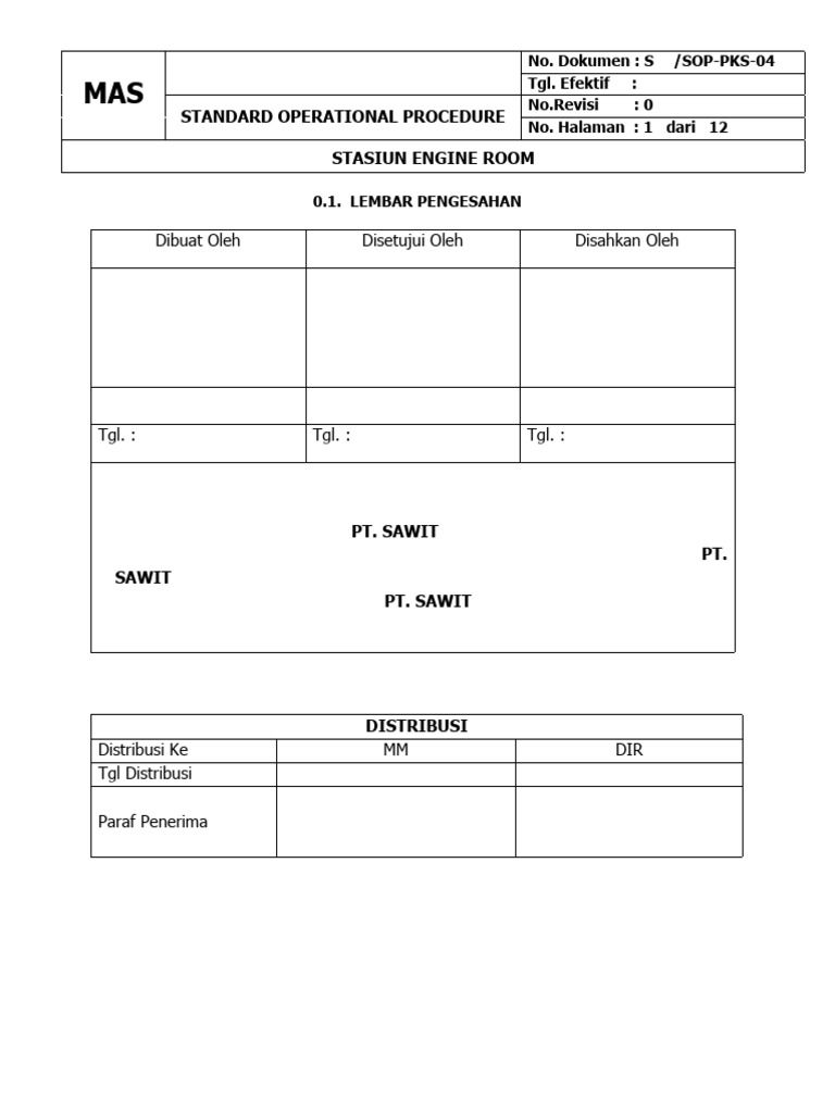 5. SOP STASIUN ENGINE ROOM | PDF