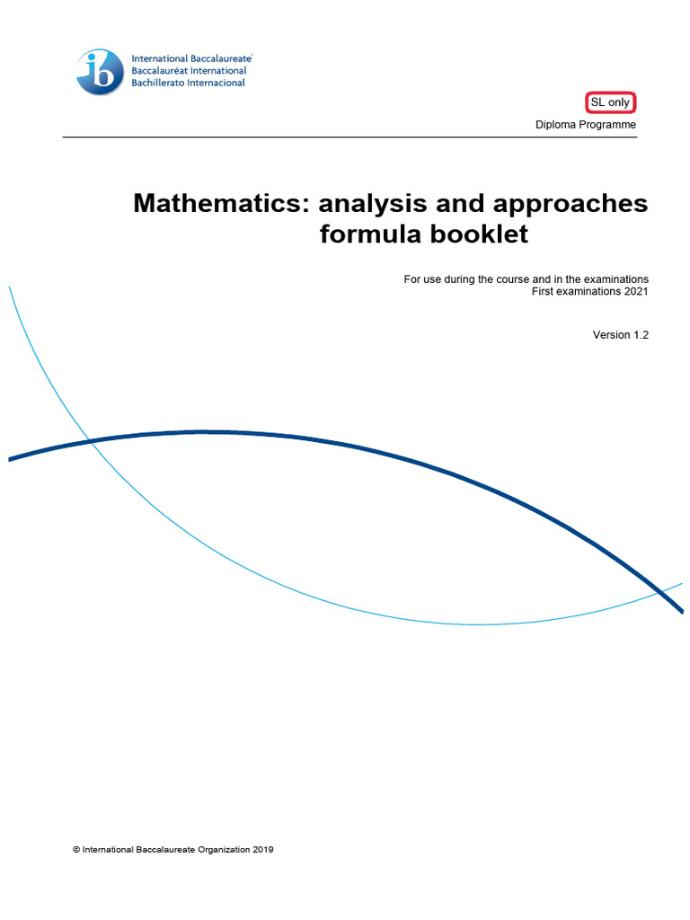 IB Math Analysis & Approaches SL Formula | PDF | Area | Trigonometric ...