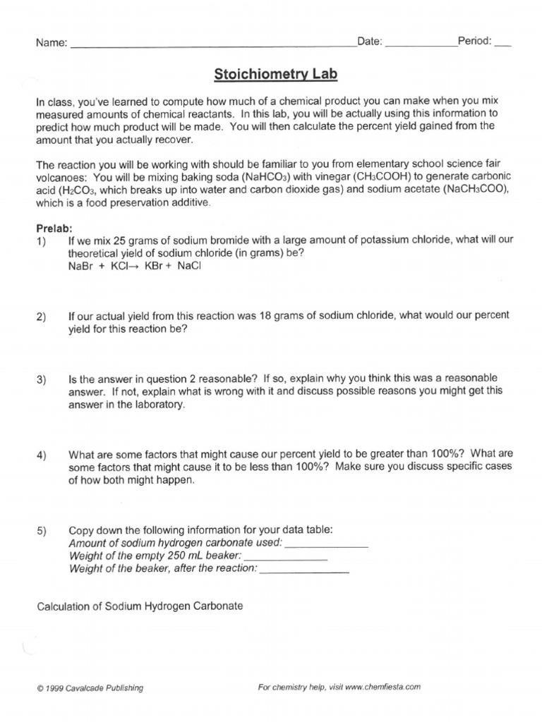 Stoichiometry Lab 2 | PDF