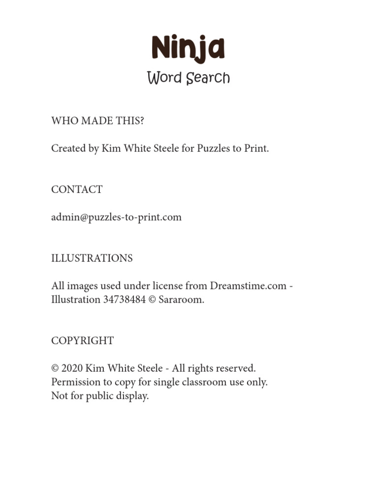 Ninja Word Search | PDF | Word Search | Linguistics