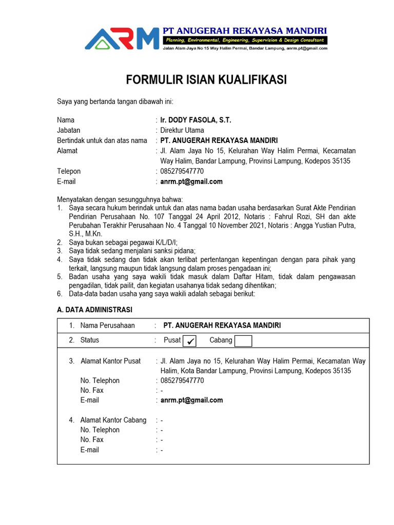Form Isian ARM (KONS) | PDF | Pengelolaan Keuangan & Uang | Hukum