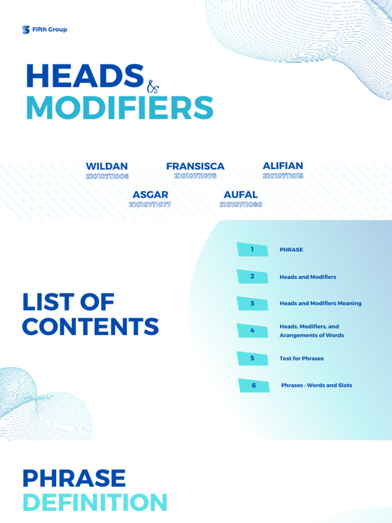 Understanding Heads and Modifiers in Phrases | PDF | Phrase | Semantics