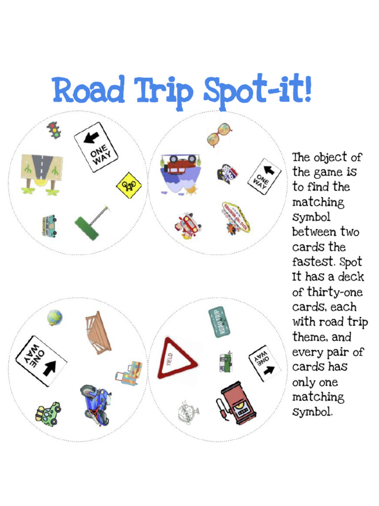 Road Trip Spot-It Game Instructions | PDF