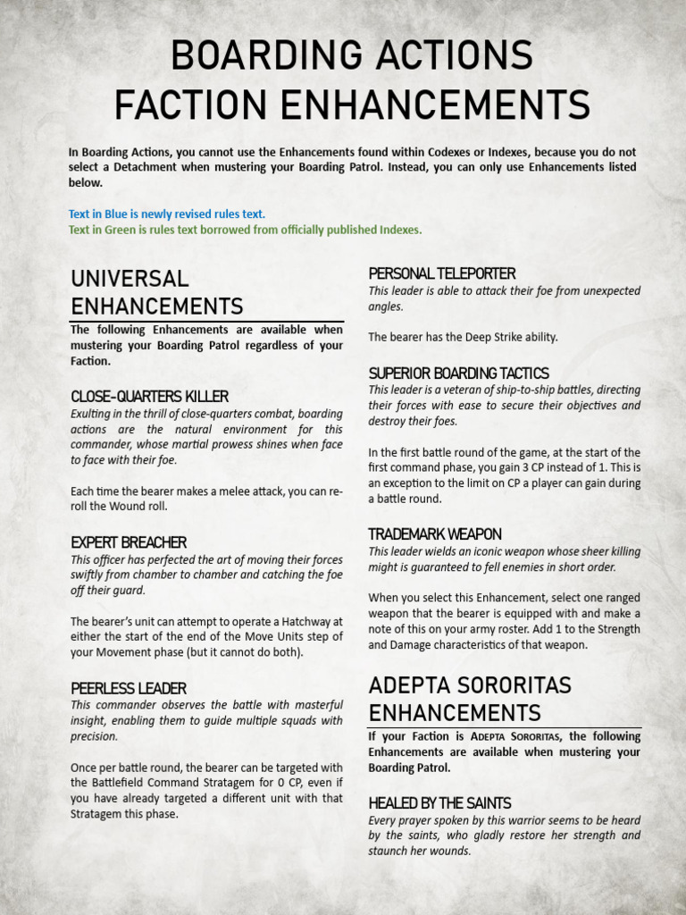 10th Edition Boarding Actions Enhancements | PDF