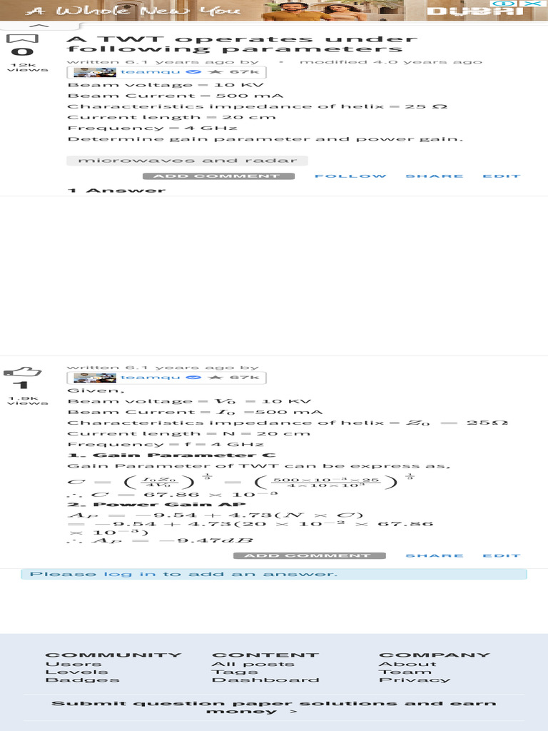 TWT Gain and Power Calculation Guide | PDF | Teaching Methods & Materials