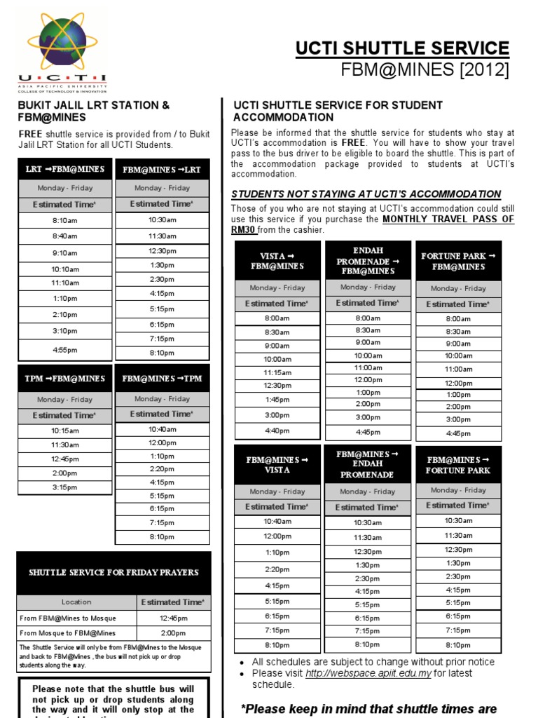 UCTI Free Shuttle Service Details | PDF | Business