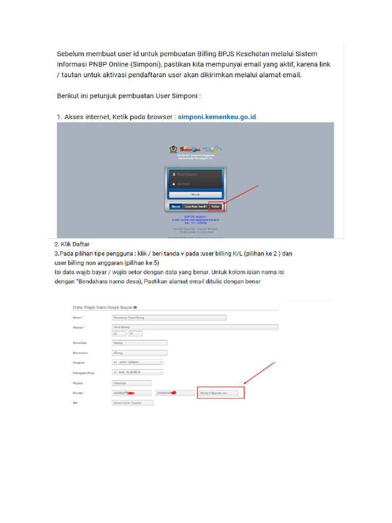 Tata Cara Pendaftaran Dan Pembayaran SImponi Iuran 1% Dan 4% PNSD | PDF | Pengelolaan Keuangan ...