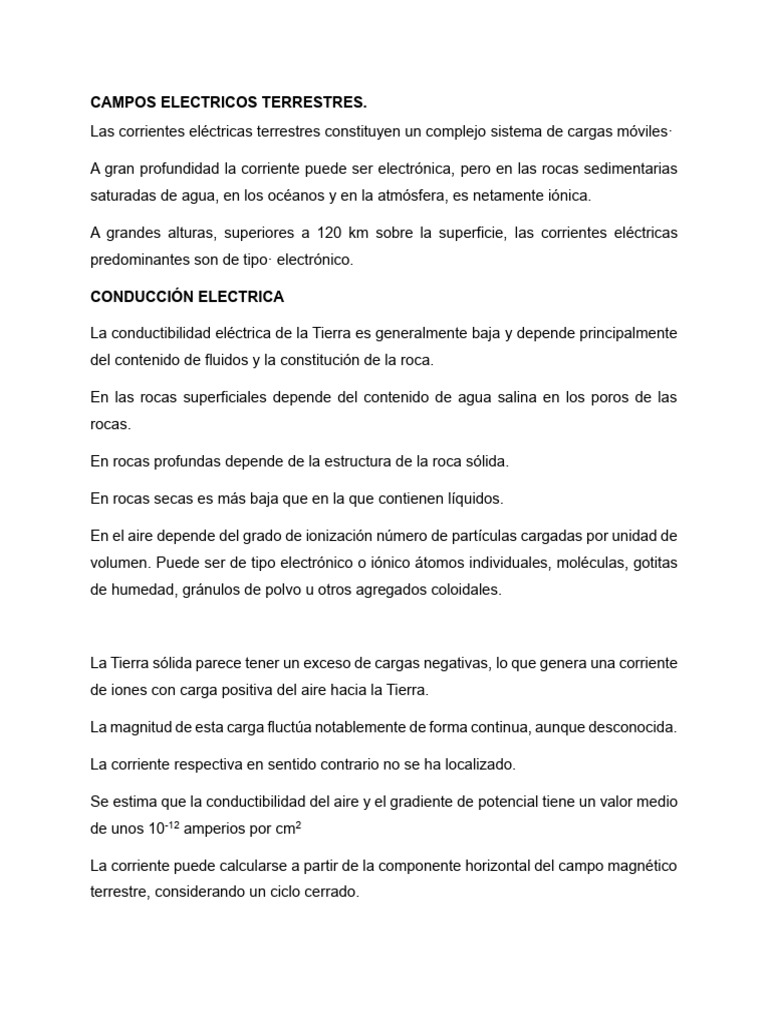 Campos Eléctricos y Conductividad Terrestre | PDF | Electricidad ...