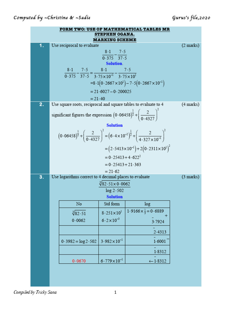 Marking Scheme for Mathematical Evaluations | PDF | Numbers ...