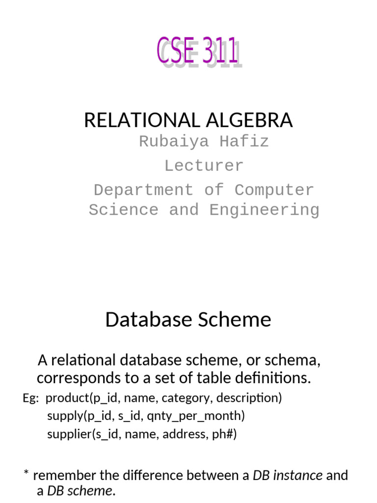 Relational - Algrbra 1 | PDF | Relational Model | Relational Database