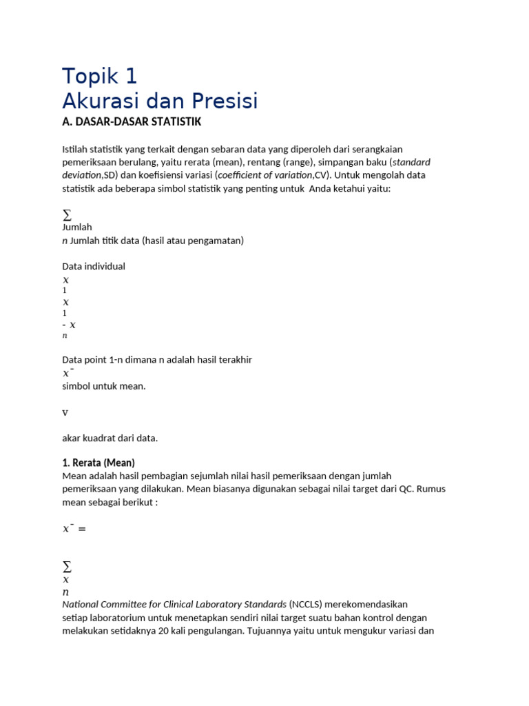 Topik 1 Materi KENDALI MUTU | PDF