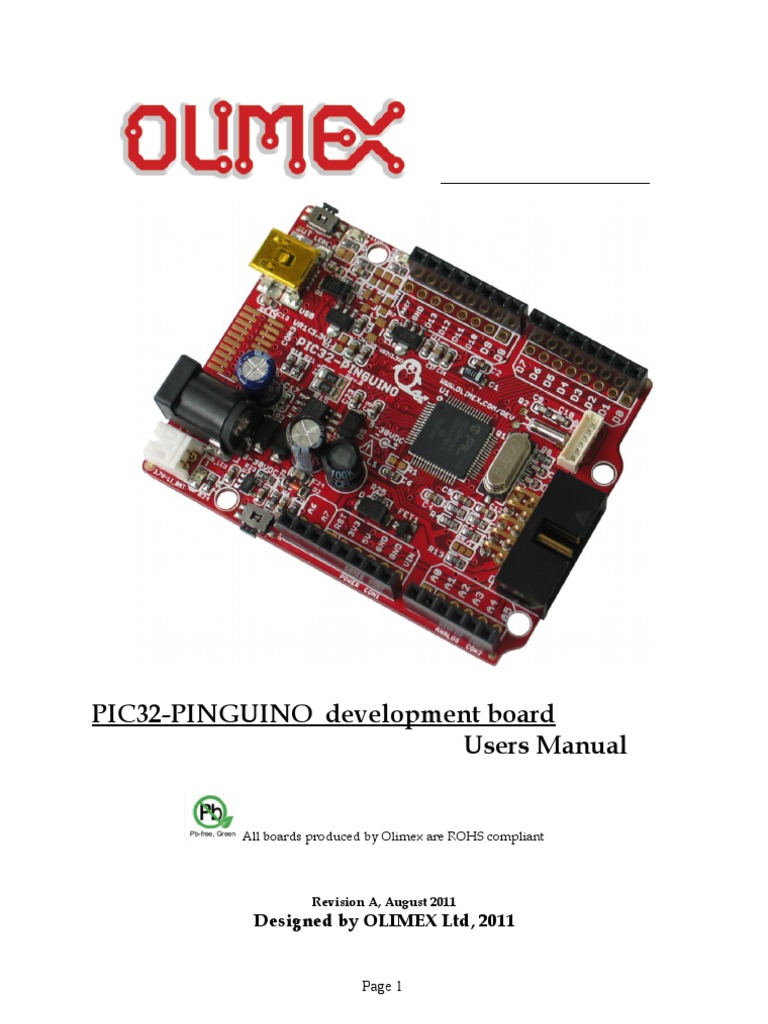 Pic32 Pinguino Development Board Users Manual Designed By Olimex Ltd 2011 Pdf Arduino