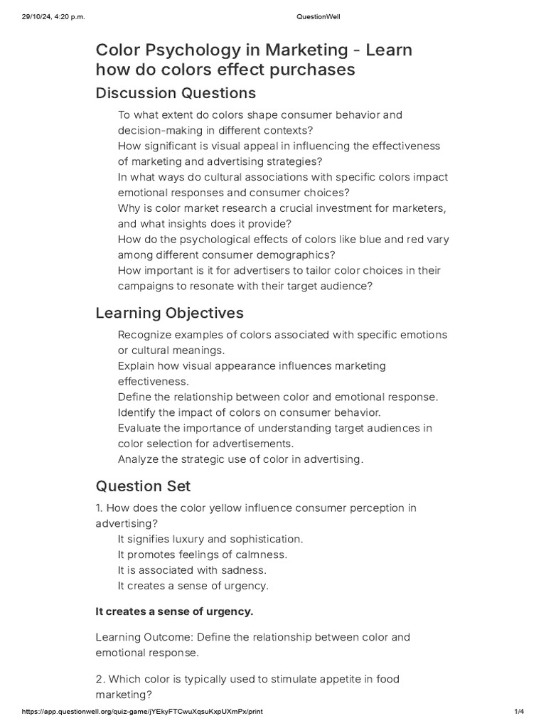 Psychology of Color Key | PDF | Color | Consumer Behaviour