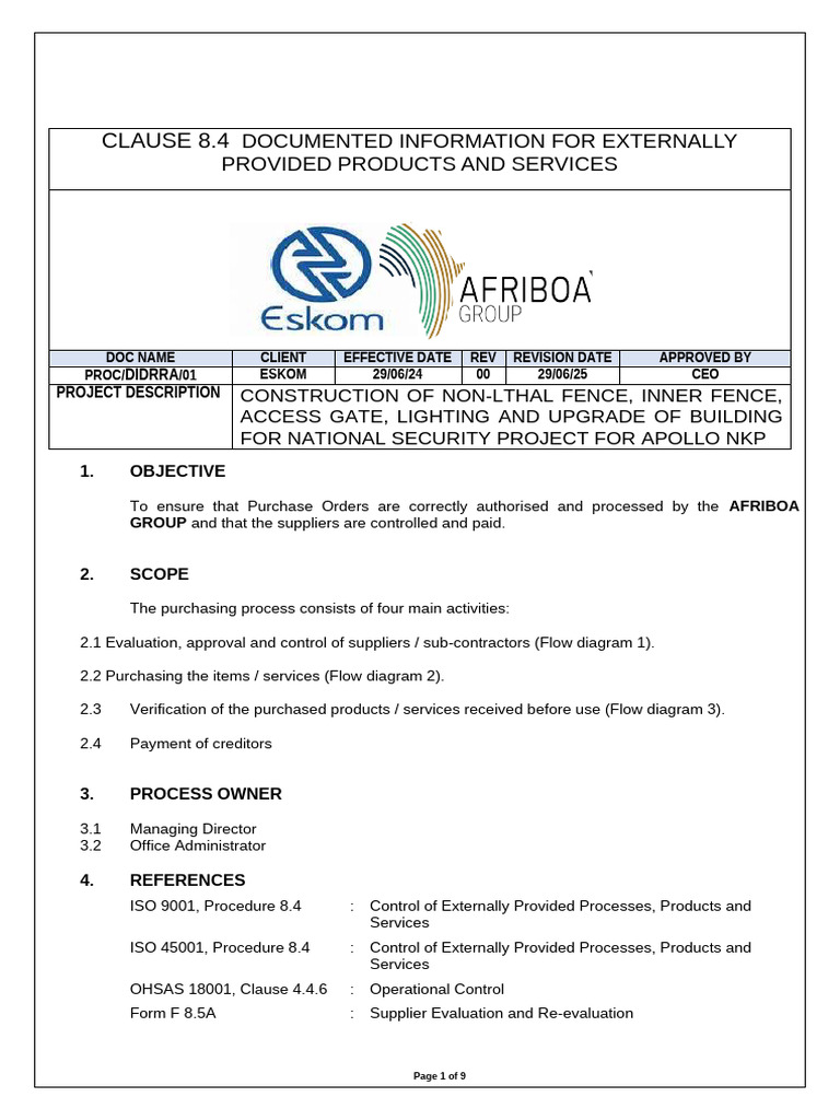 B2 Documented Information For Externally Provided Products and Services | PDF | Business