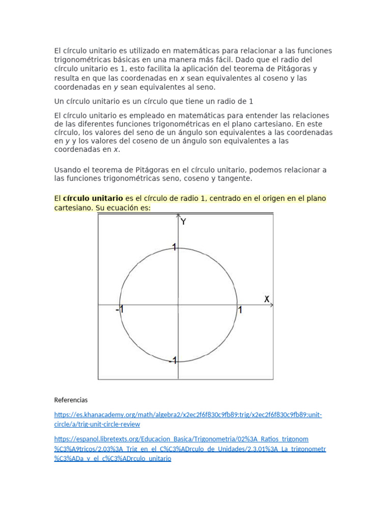 El Círculo Unitario en Trigonometría | PDF | Estudios de idiomas ...