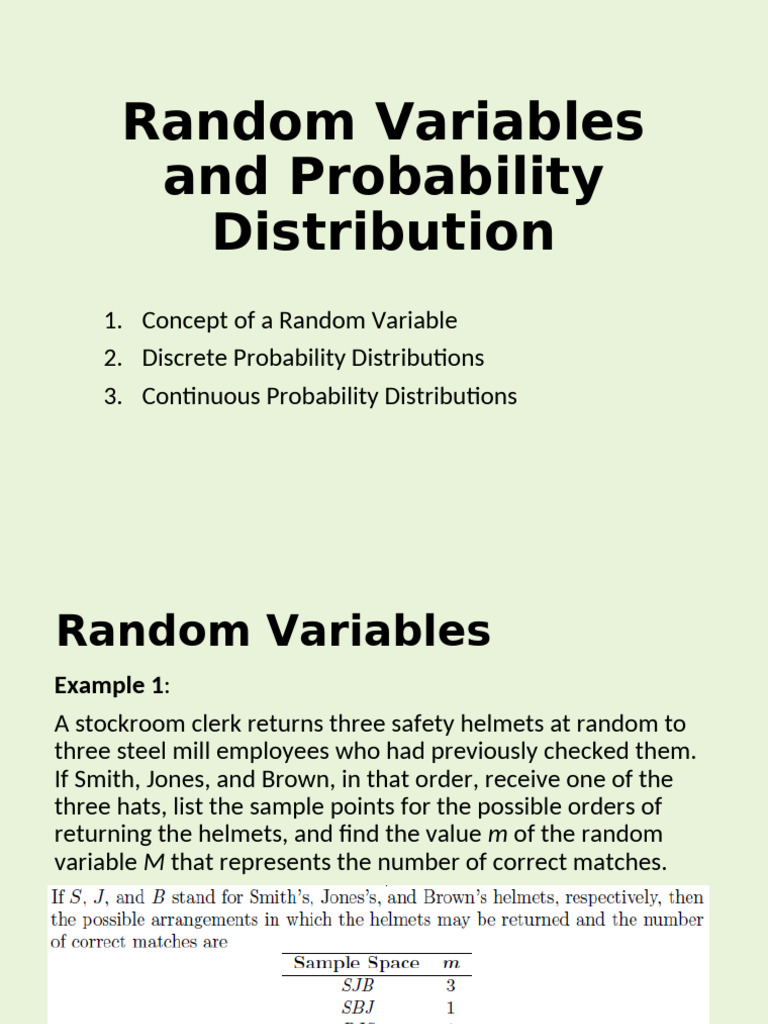 4 Random Variable and Probability Distribution | PDF | Probability Distribution | Random Variable