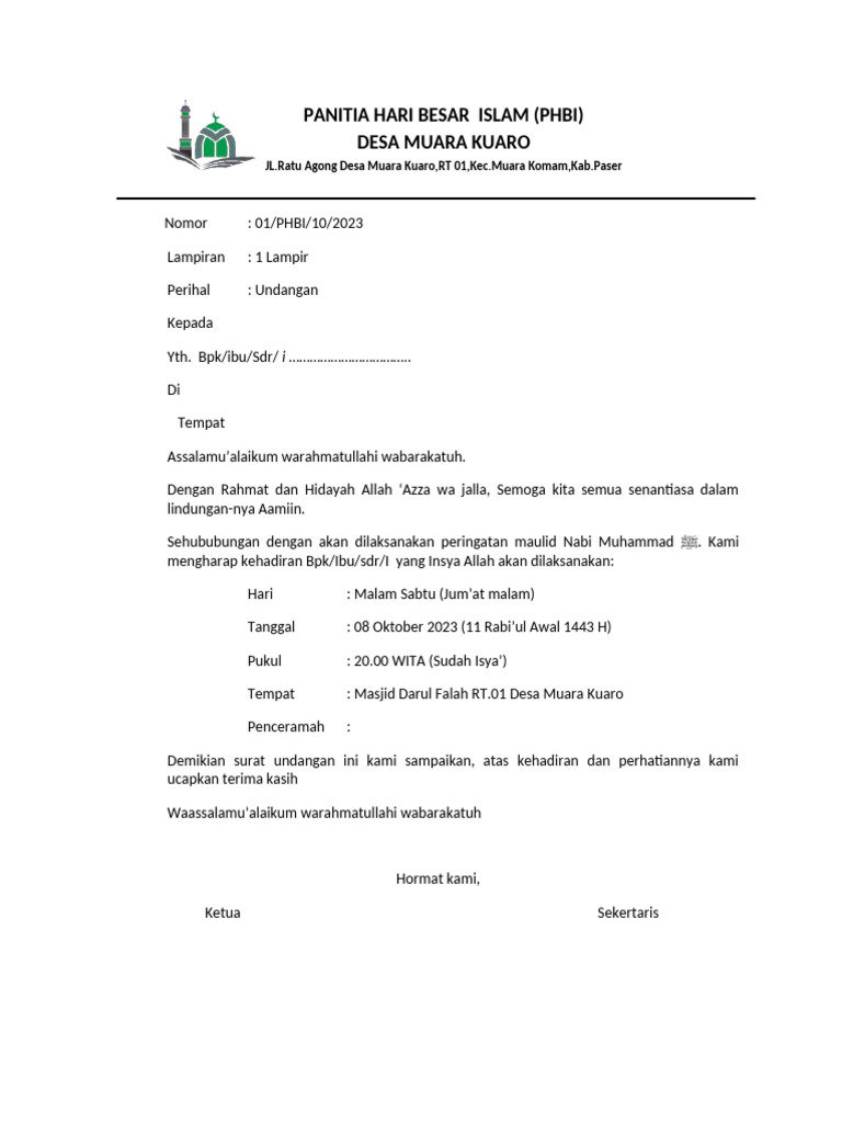 Panitia Hari Besar Islam | PDF